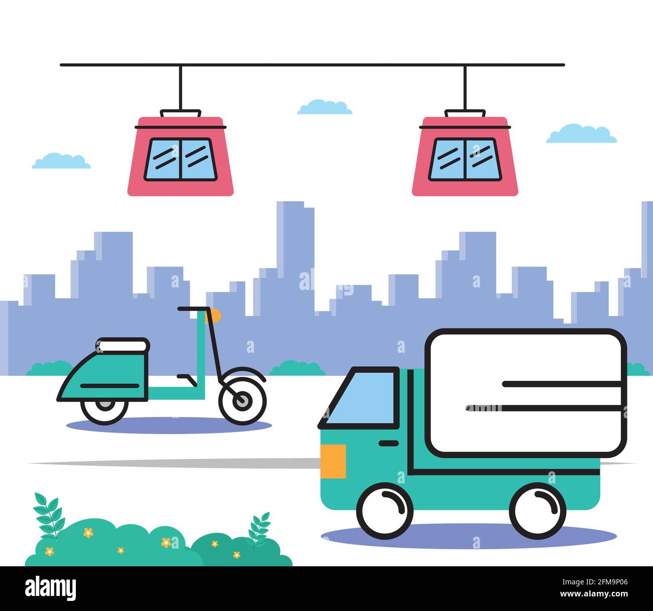 four transport vehicles scene Stock Vector Image & Art - Alamy