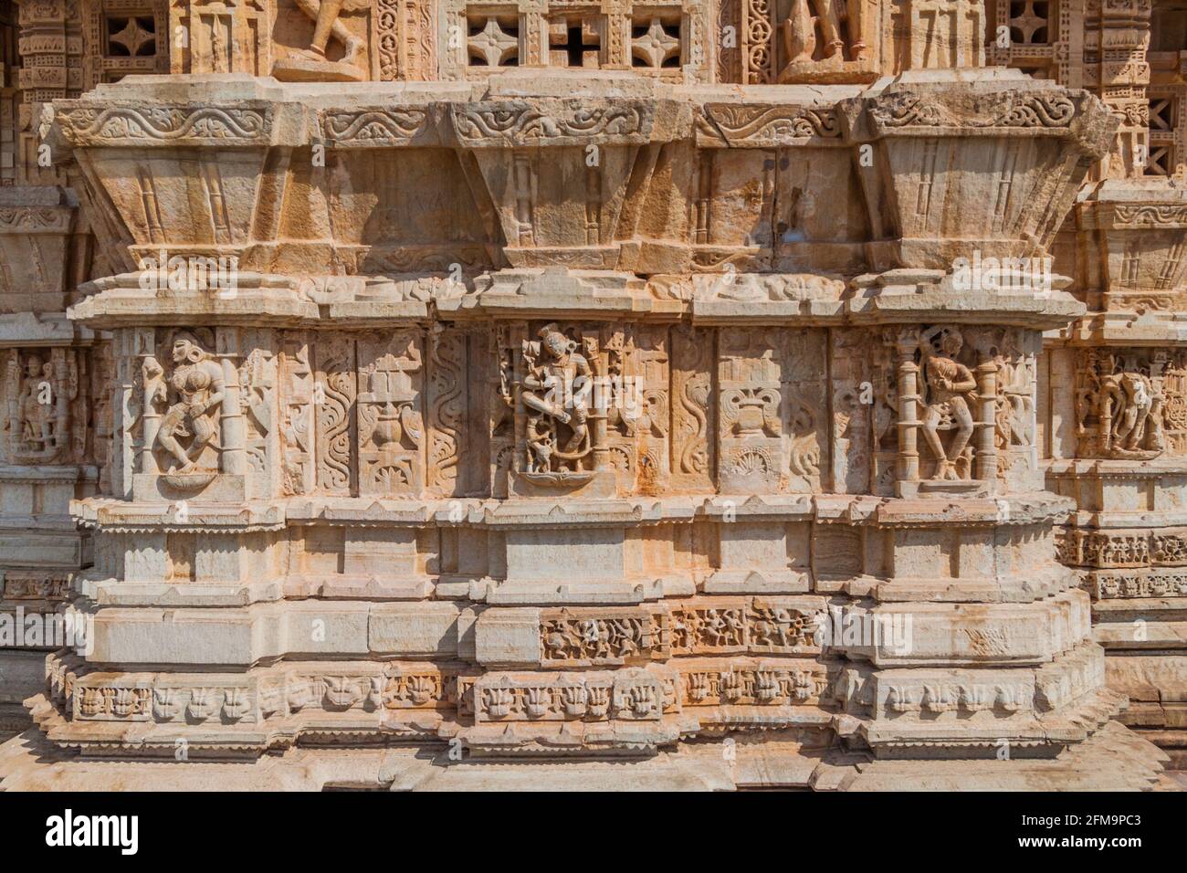 Detail of Vijaya Stambha (Tower of Victory) at Chittor Fort in ...
