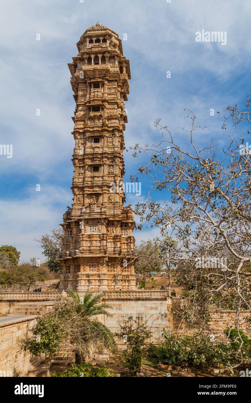 Vijaya Stambha (Tower of Victory) at Chittor Fort in Chittorgarh ...