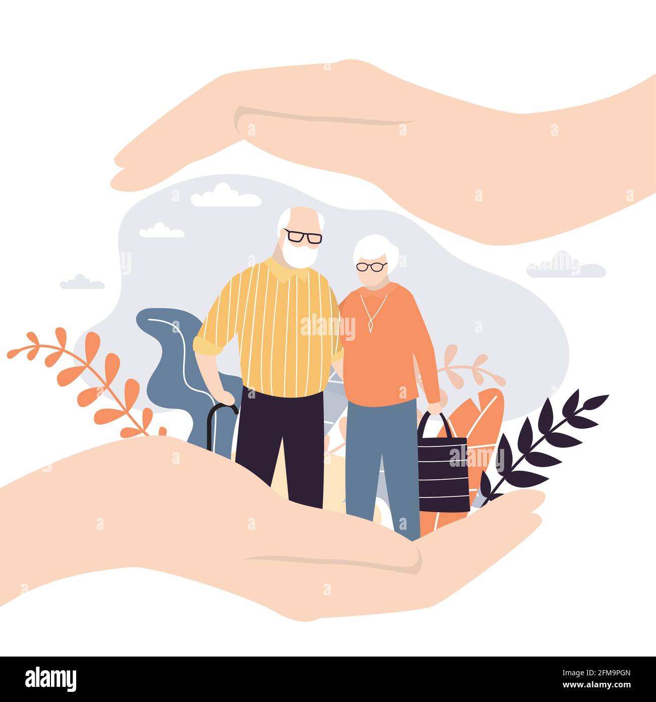 Elderly hands Stock Vector Images - Alamy