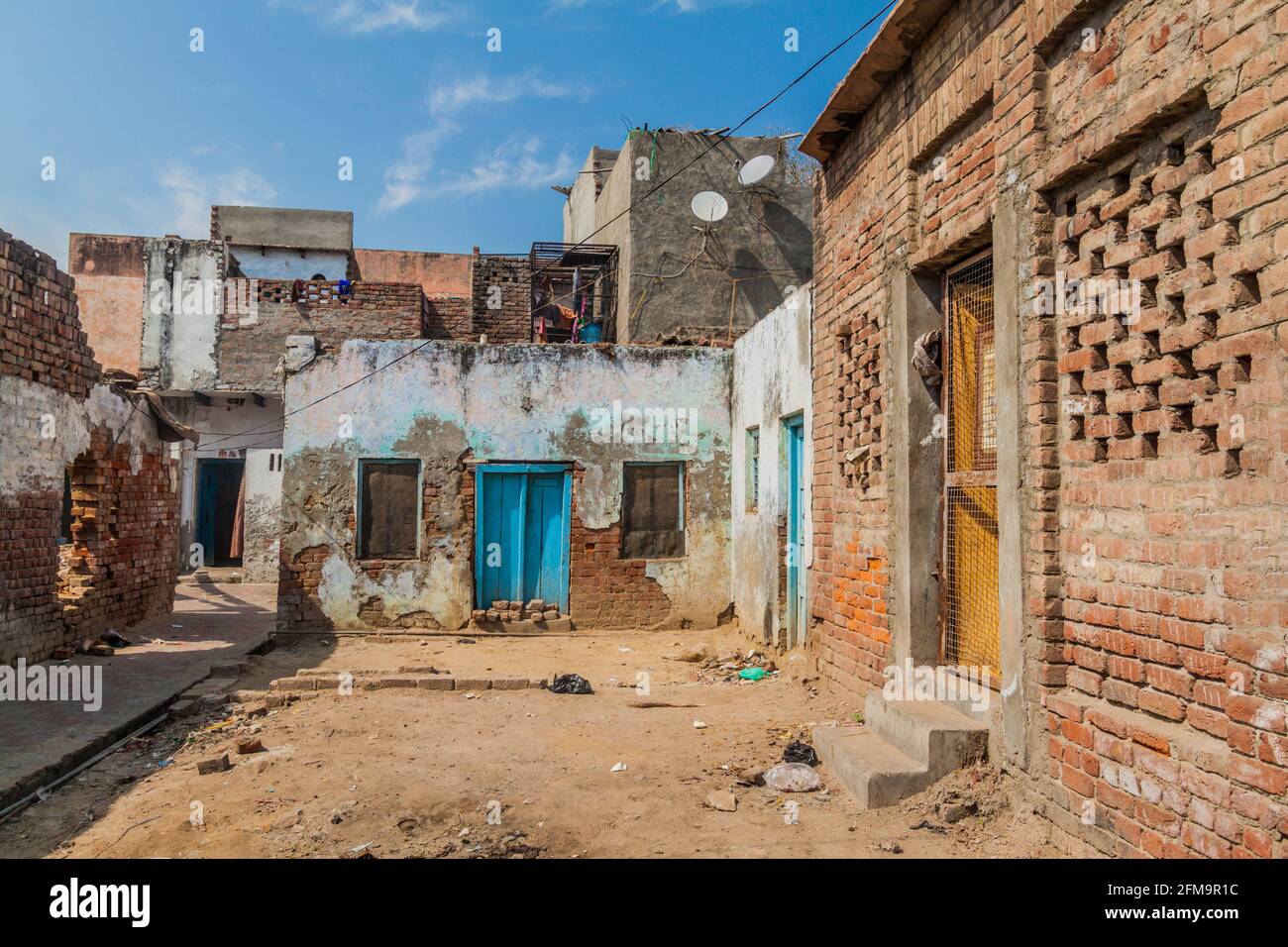 Dilapidated houses in Vrindavan, Uttar Pradesh state, India Stock Photo ...