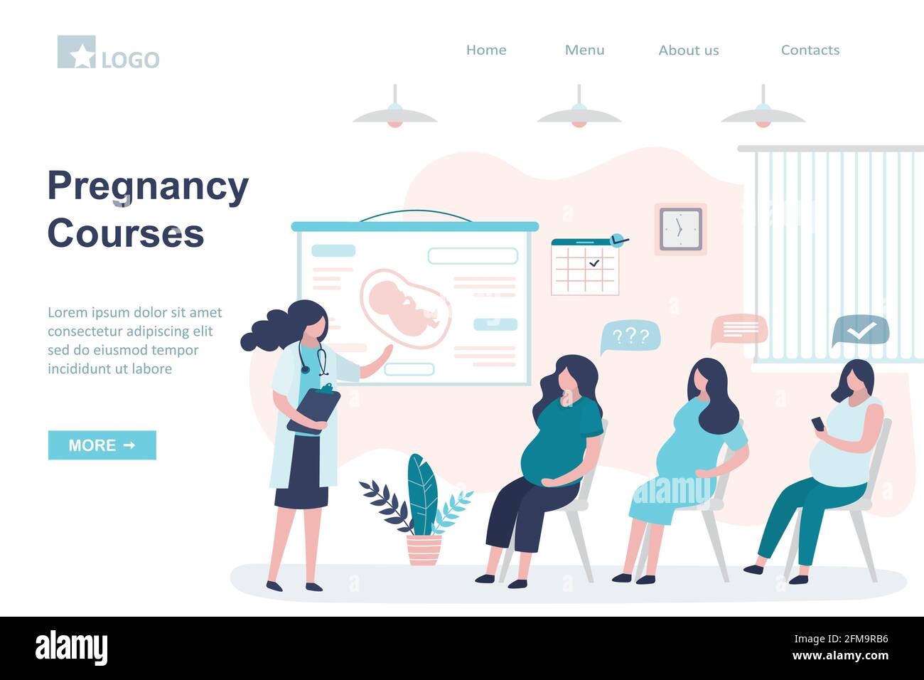 Pregnancy Courses landing page template. Maternity seminar banner ...