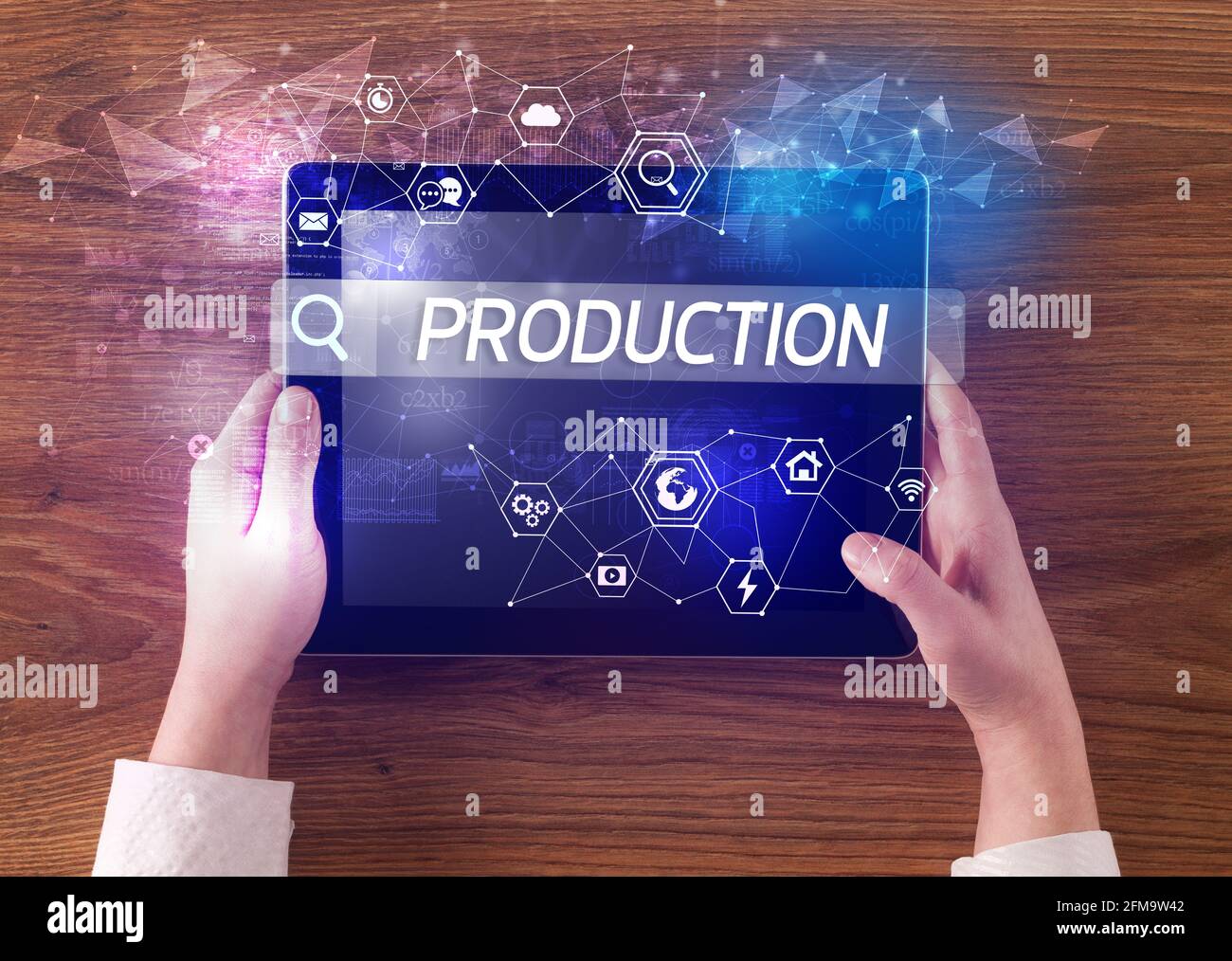 Close-up of a tablet searching inscription Stock Photo - Alamy