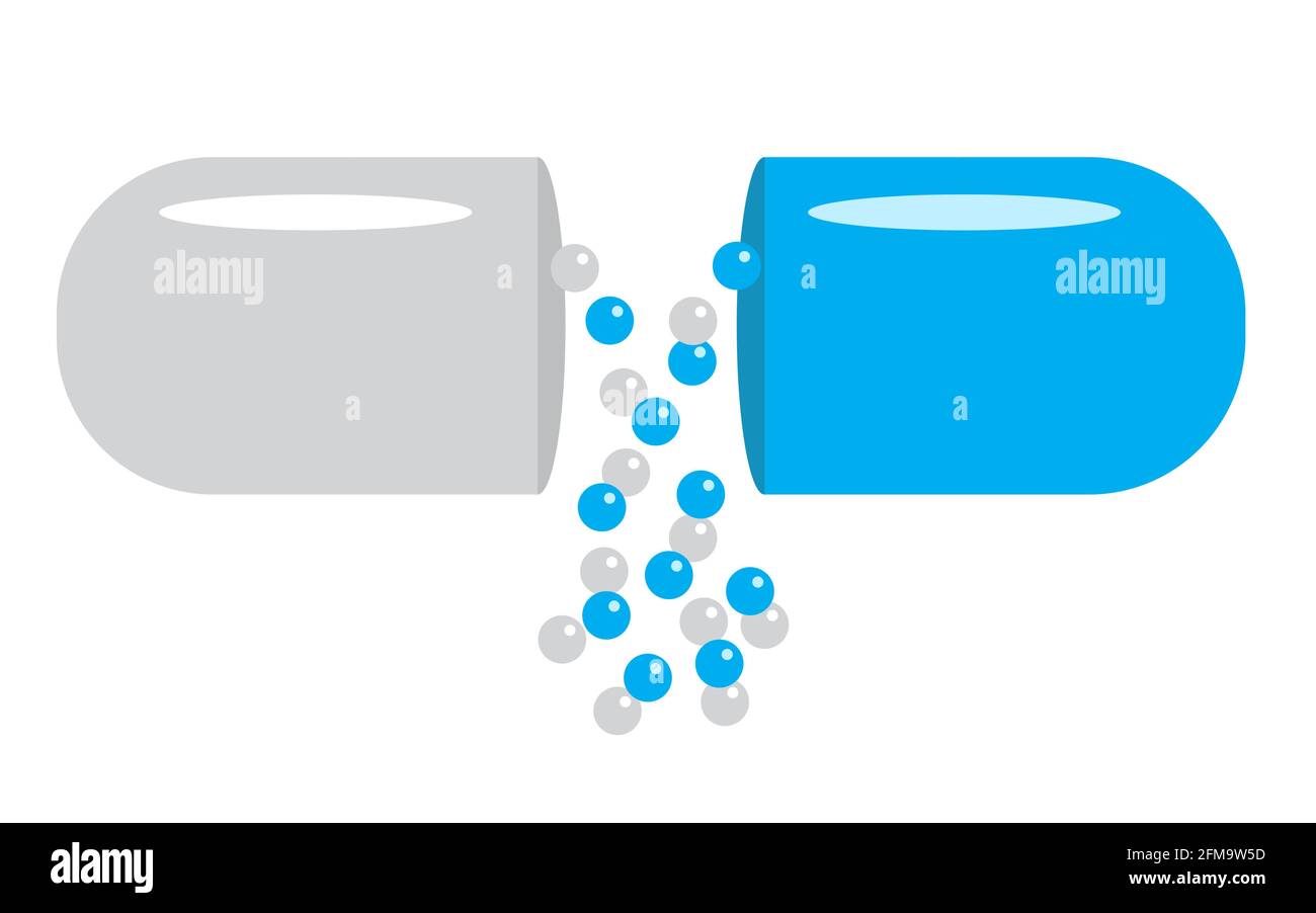 Simple icon of medicine capsule pills isolated on white. Vector ...