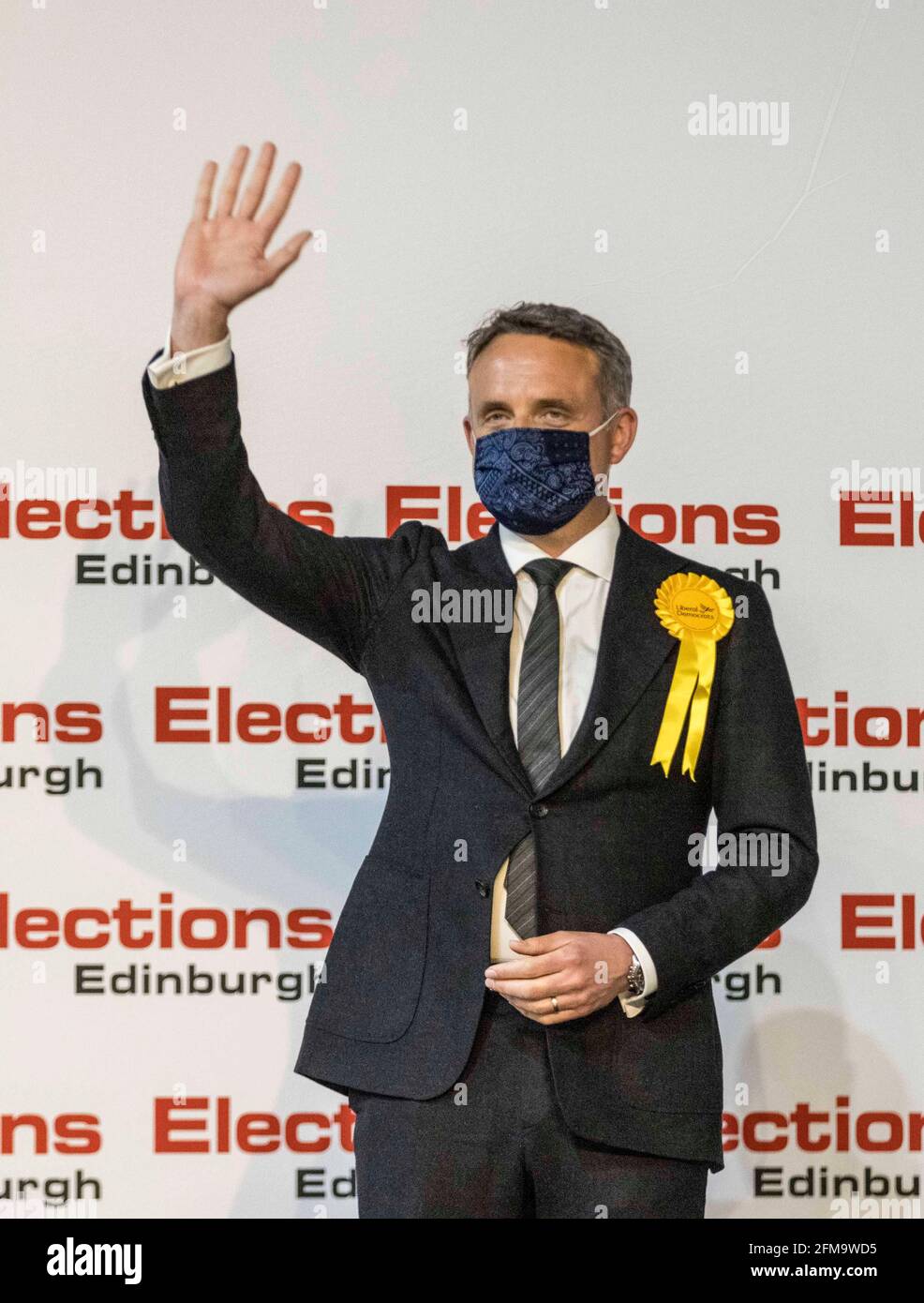 Edinburgh, UK. 07 May, 2021 Pictured: Alex Cole-Hamilton is declared ...