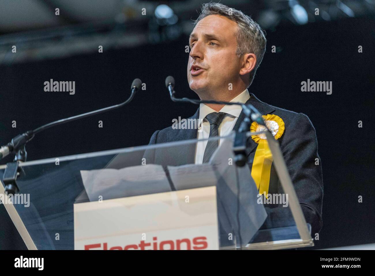 Edinburgh, UK. 07 May, 2021 Pictured: Alex Cole-Hamilton is declared ...