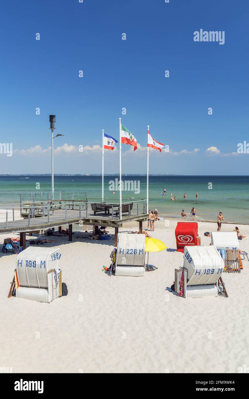 Pier on the beach in Scharbeutz, Schleswig-Holstein, Germany Stock ...