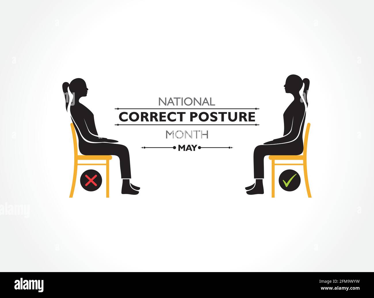 Vector Illustration of National Correct Posture Month observed each ...
