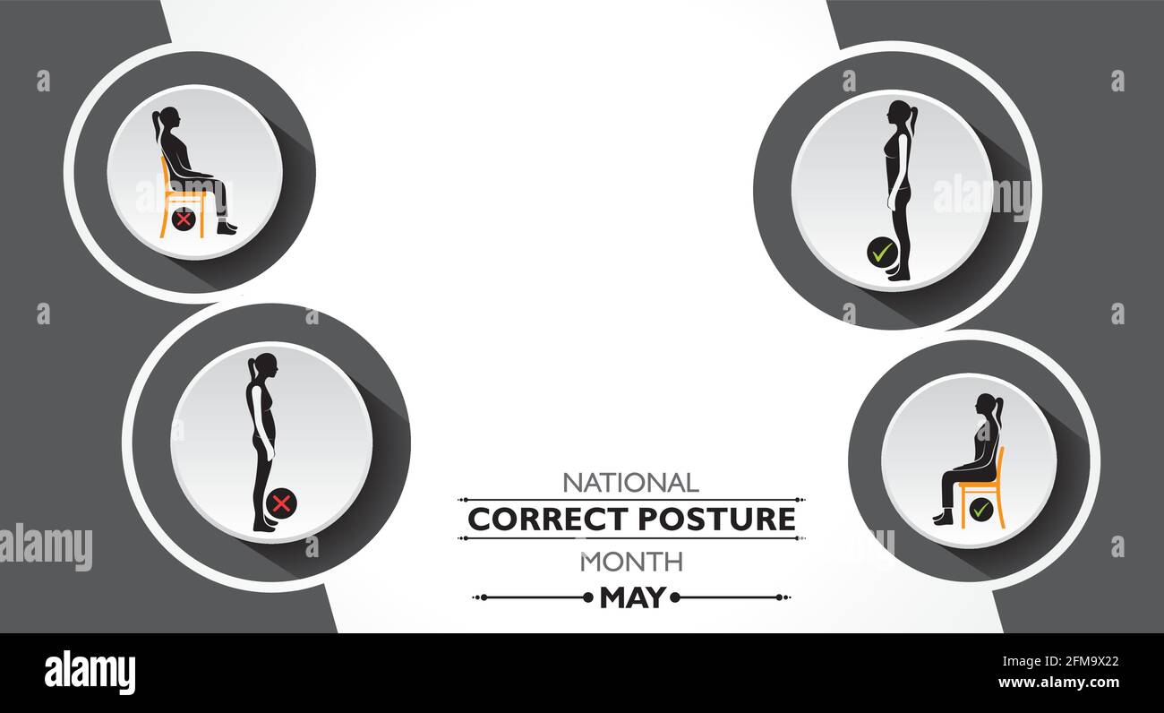 Vector Illustration of National Correct Posture Month observed each ...