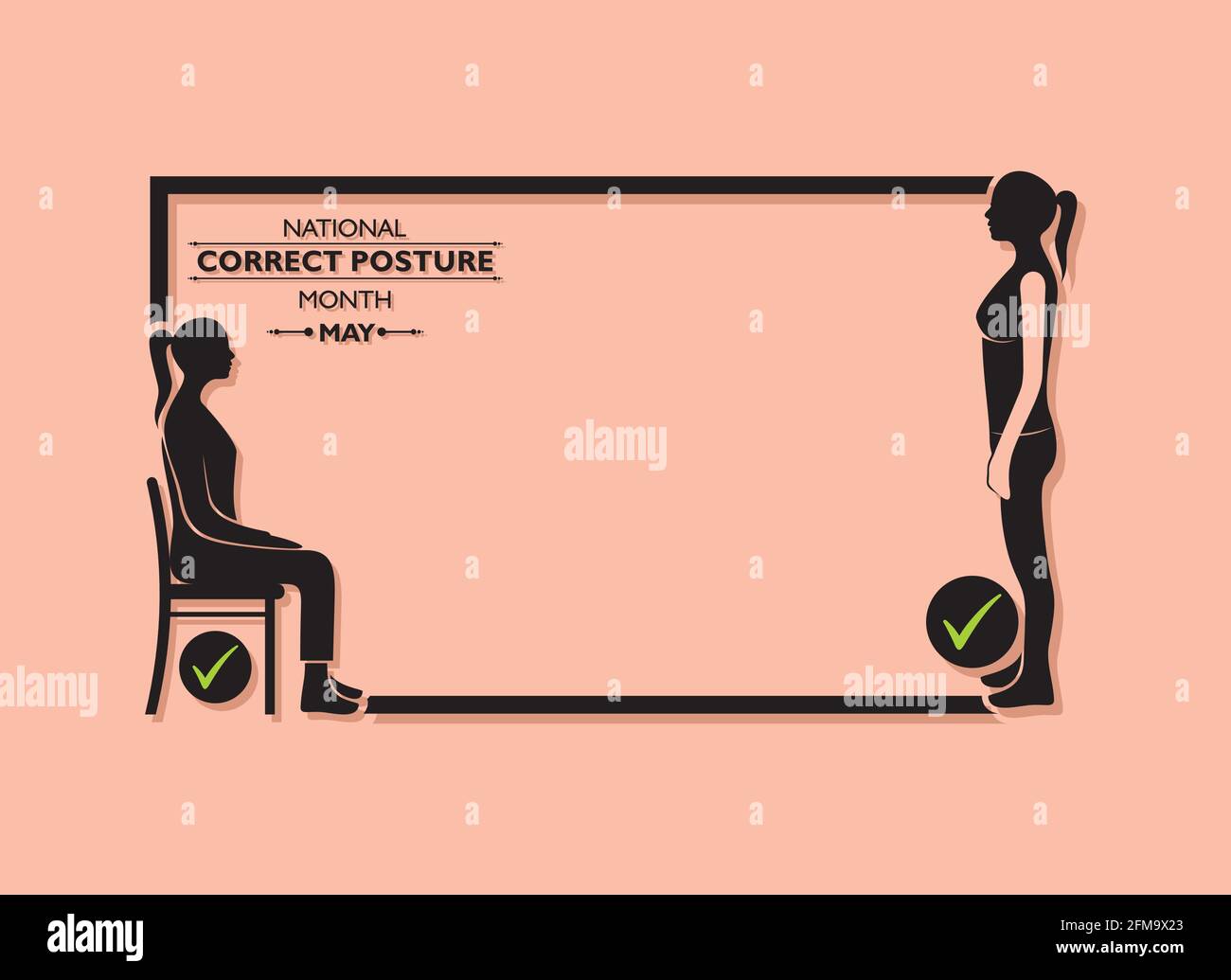 Vector Illustration of National Correct Posture Month observed each ...