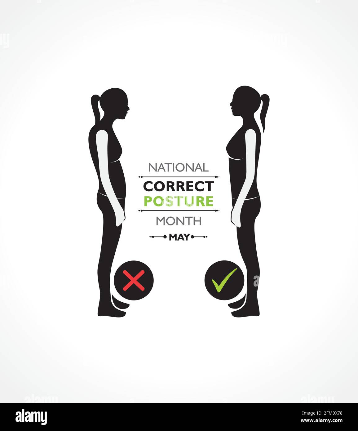 Vector Illustration of National Correct Posture Month observed each ...