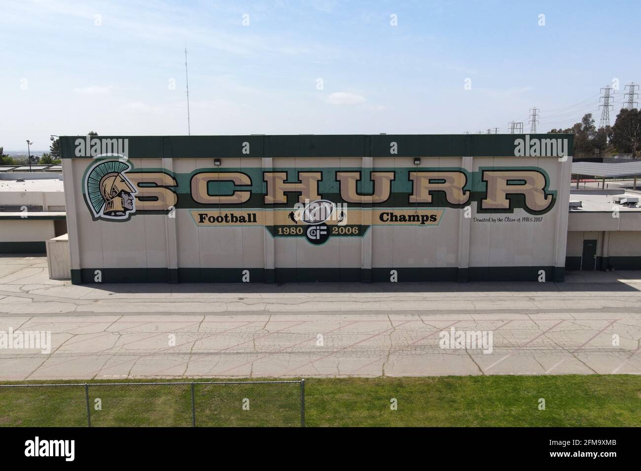 An aerial view of the Schurr High School gymnasium, Thursday, April 14 ...