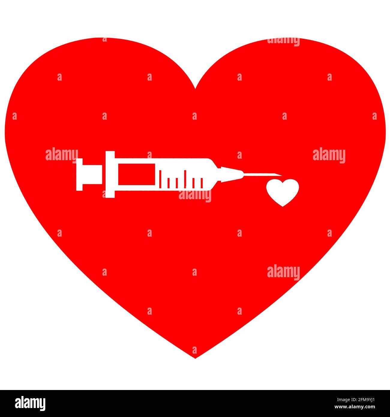 Nurse Day concept Red Heart with syringe. Stylish medical sign Stock ...