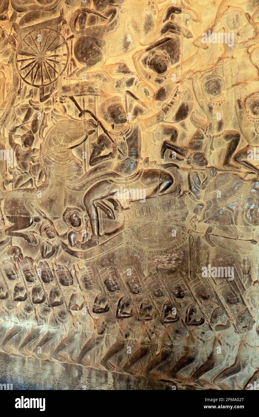 Bas-Reliefs in the Gallery of Angkor Wat Cambodia Stock Photo - Alamy