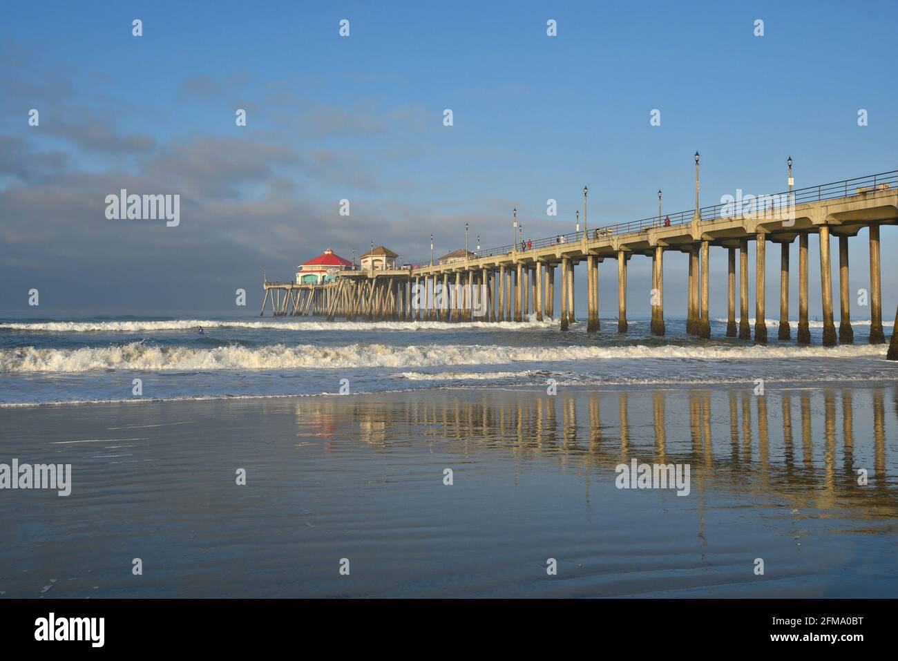 Sunrise landscape with panoramic view of Ruby's Diner on Huntington ...