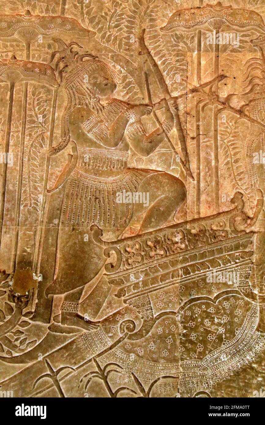 Bas-Reliefs in the Gallery of Angkor Wat Cambodia Stock Photo - Alamy