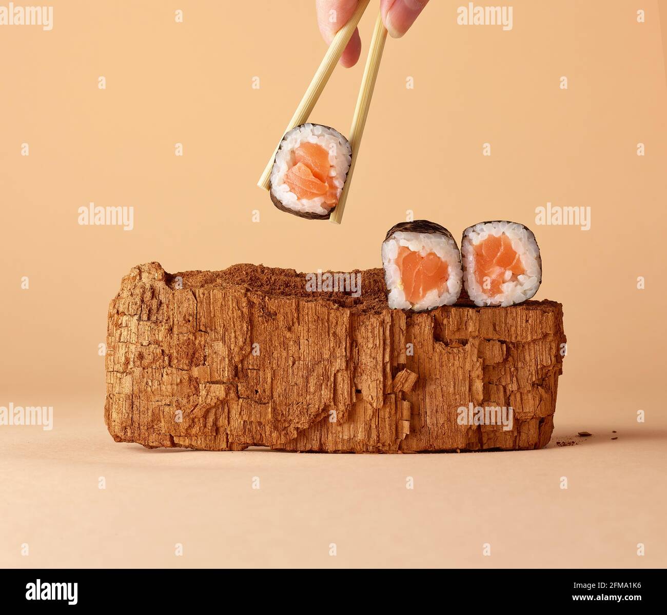 modern still life with sushi on pastel color background Stock Photo - Alamy