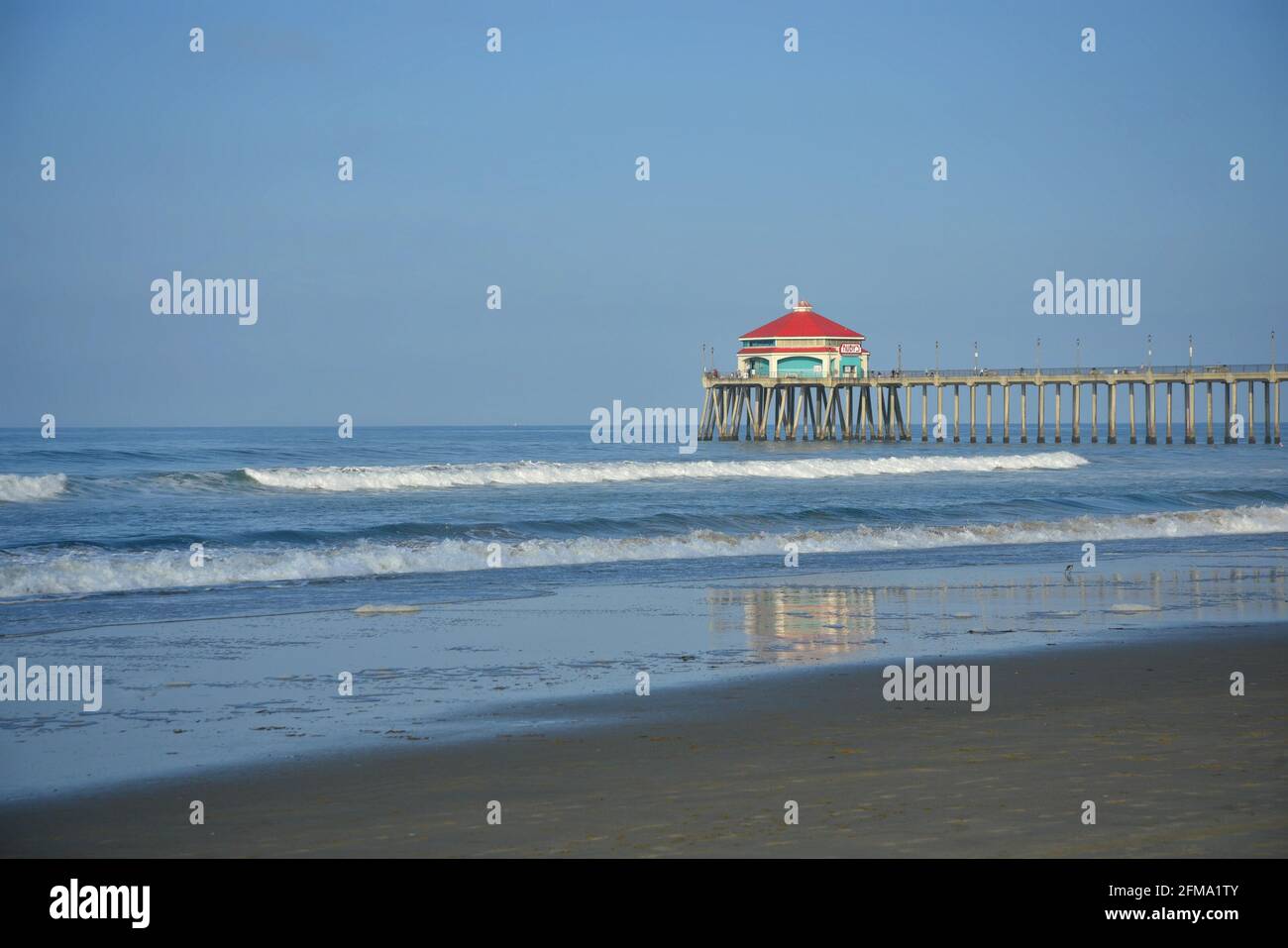 Seascape with panoramic view of Ruby's Diner a landmark on Huntington ...