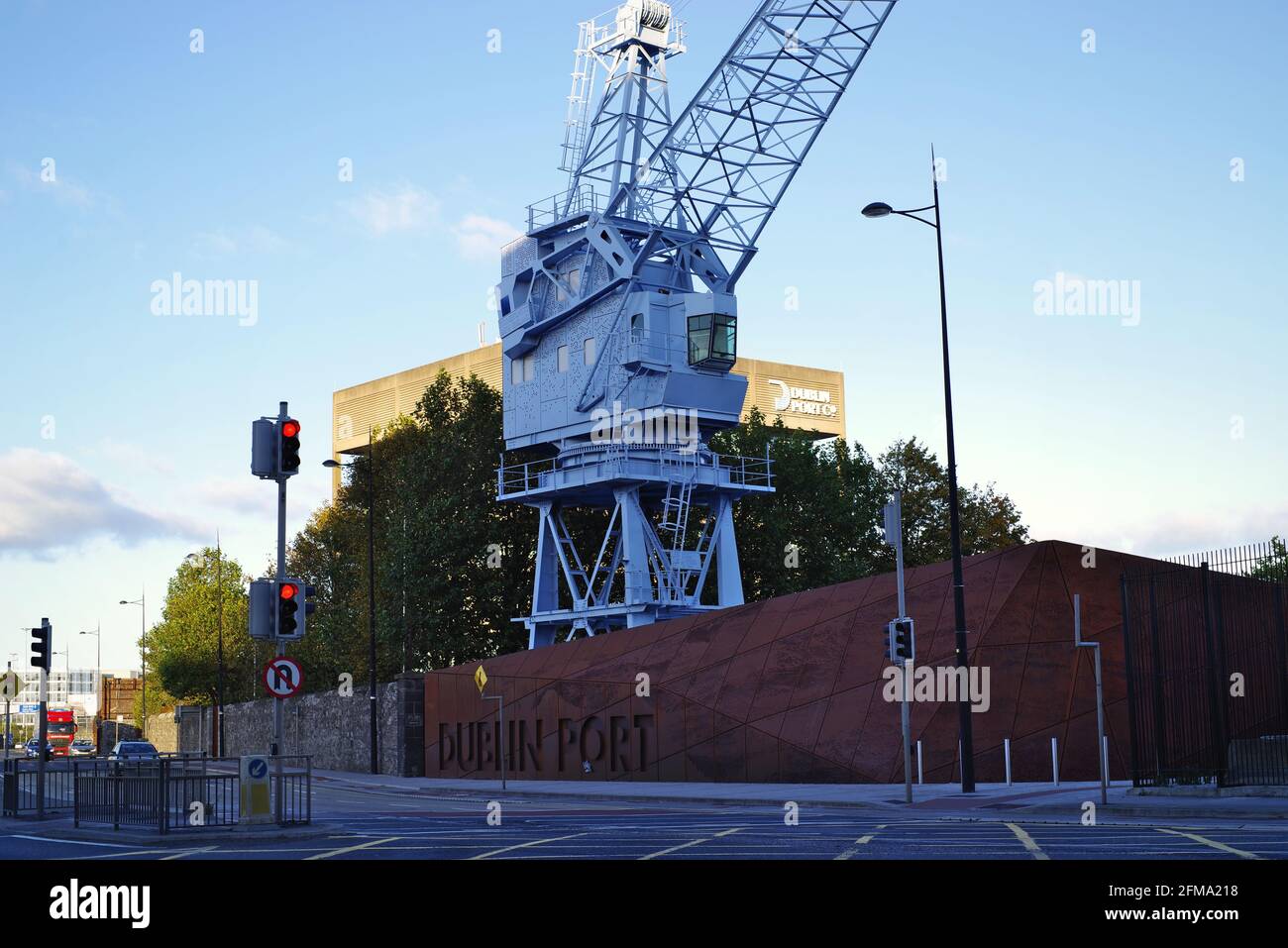 DUBLIN, IRELAND - Oct 28, 2019: Street view of Dublin Port Company name ...