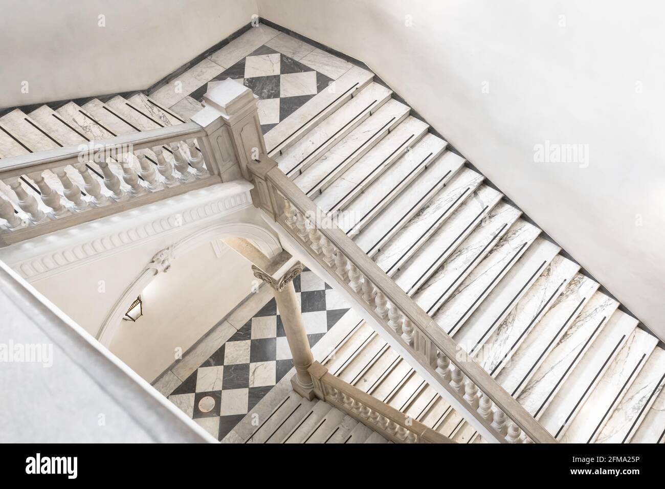 TURIN, ITALY - CIRCA MAY 2021: luxury staircase made of marble in an ...