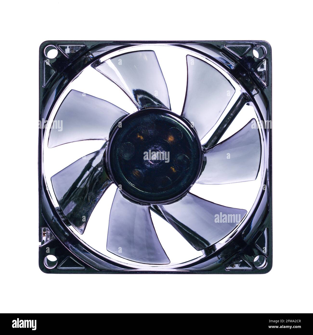 Computer translucent fan. Front view of semitransparent pc cooler ...