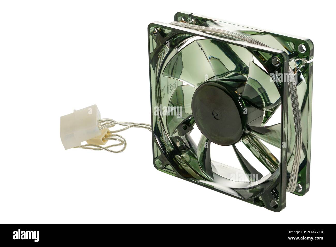 Computer translucent fan. Front view of semitransparent pc cooler with ...
