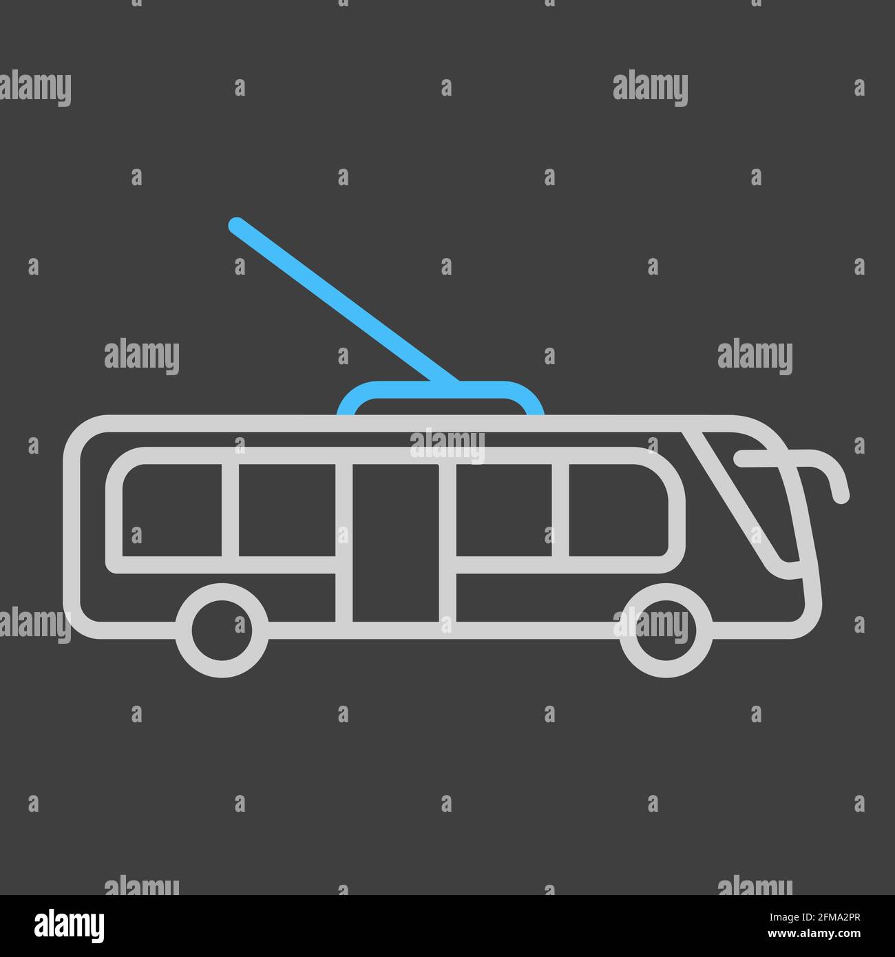 Trolley or trolleybus flat vector icon on dark background. Graph symbol ...