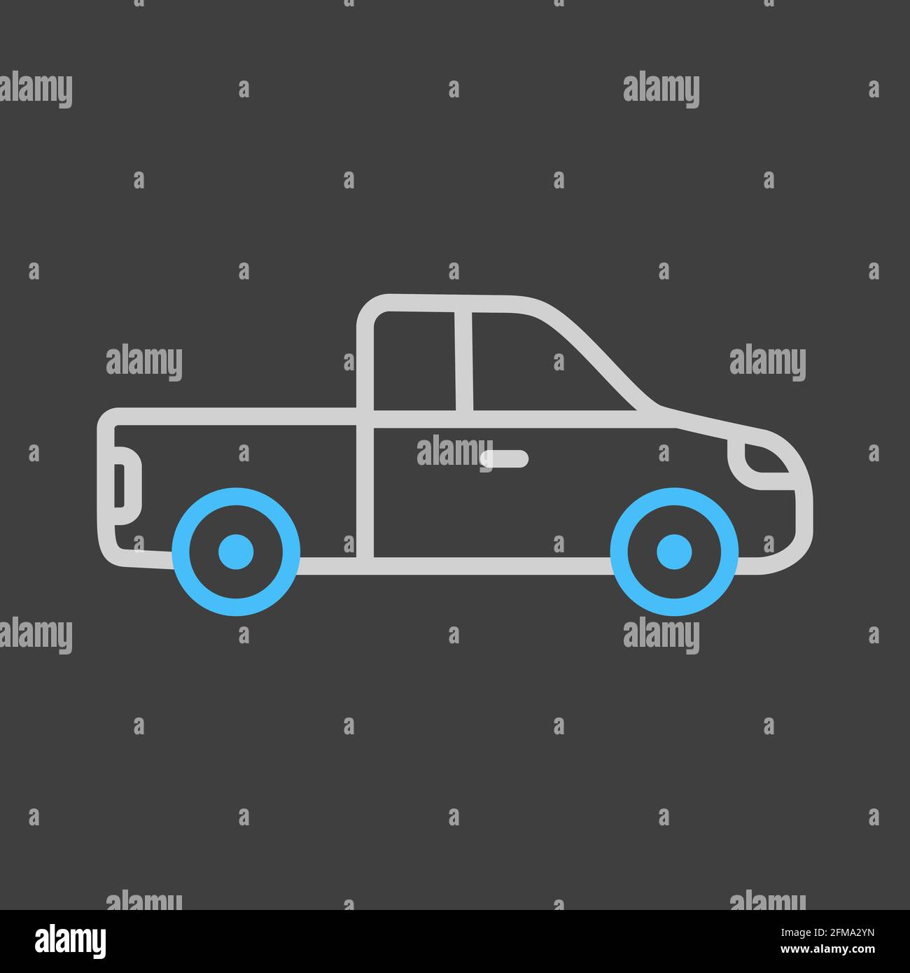 Pickup car flat vector icon on dark background. Graph symbol for travel ...