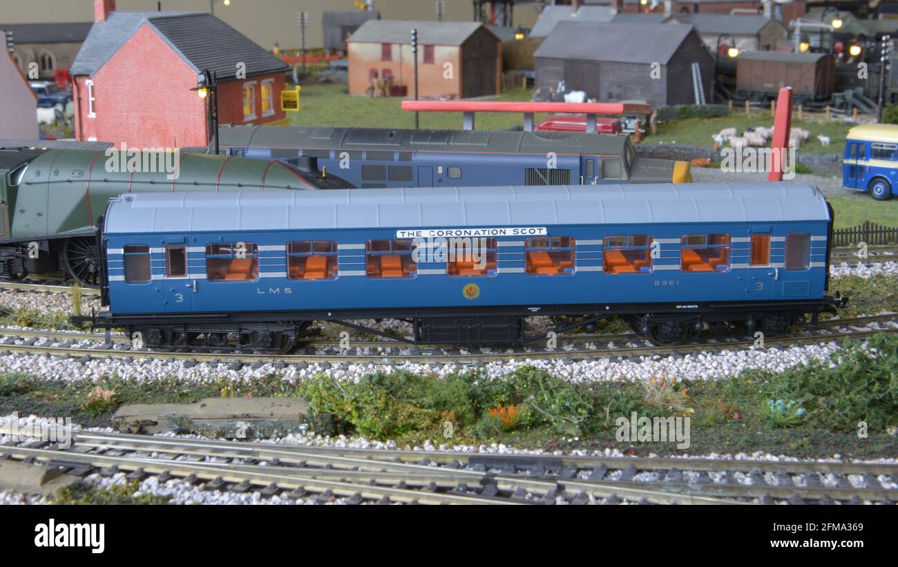 LMS Stanier Coronation Scot railway carriage Stock Photo - Alamy