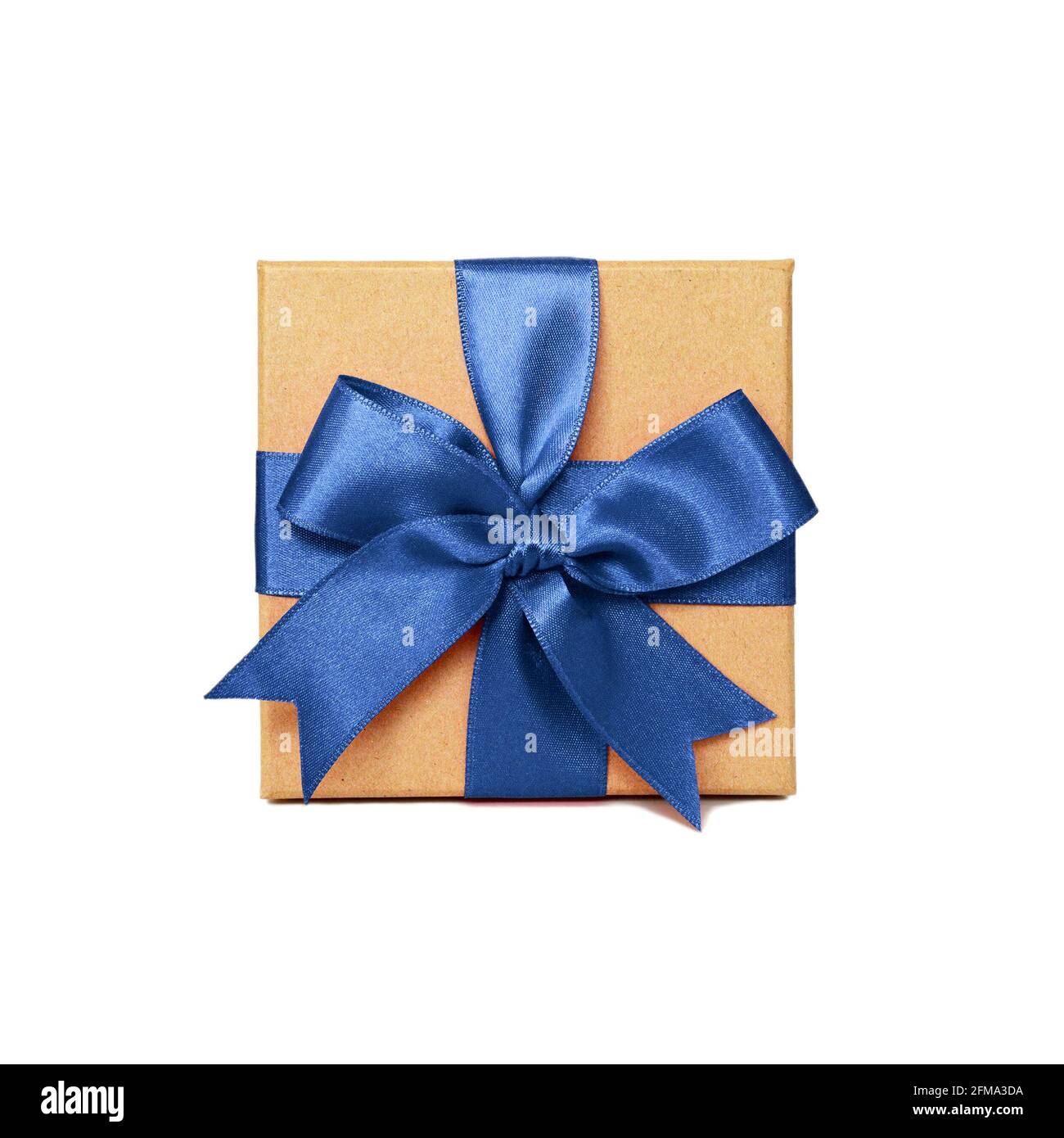 Gift box with blue ribbon isolated on white background Stock Photo - Alamy