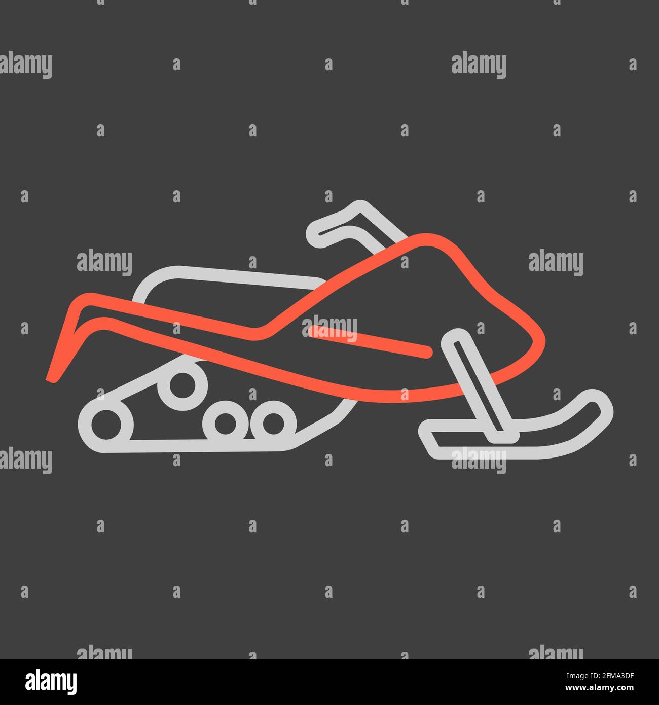 Snowmobile flat vector icon on dark background. Graph symbol for travel ...