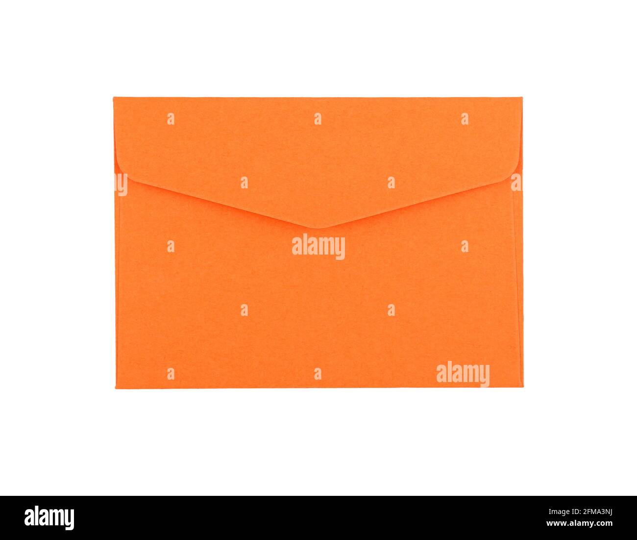 Closed blank vivid orange color paper envelope isolated on white ...