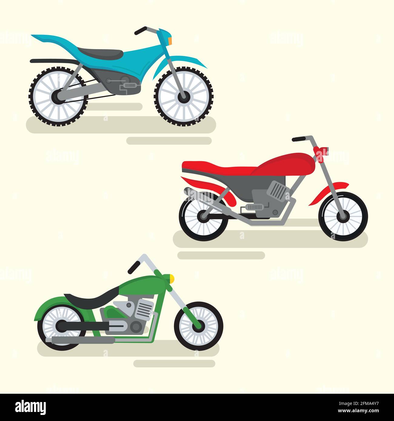 three motorcycles vehicles Stock Vector Image & Art - Alamy