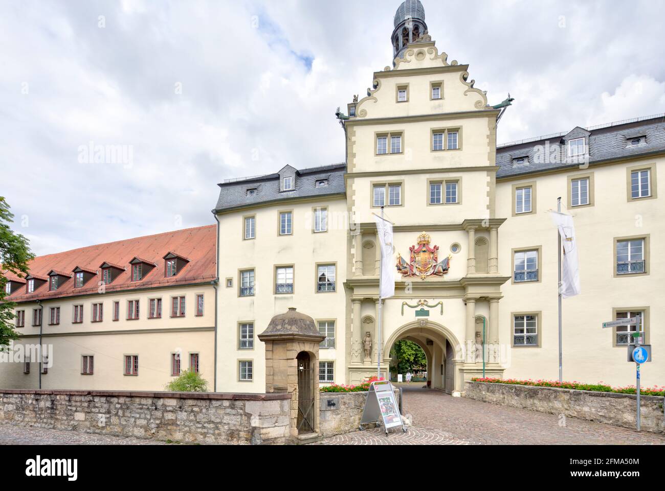 Mergentheim Castle, former Teutonic Order Castle, portal, coat of arms ...