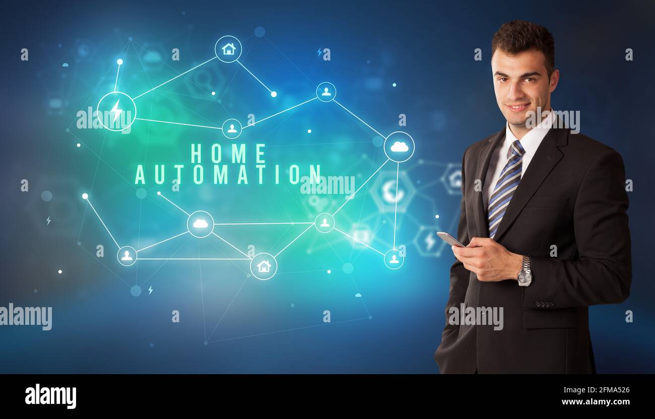 Businessman thinking about technology concept Stock Photo - Alamy