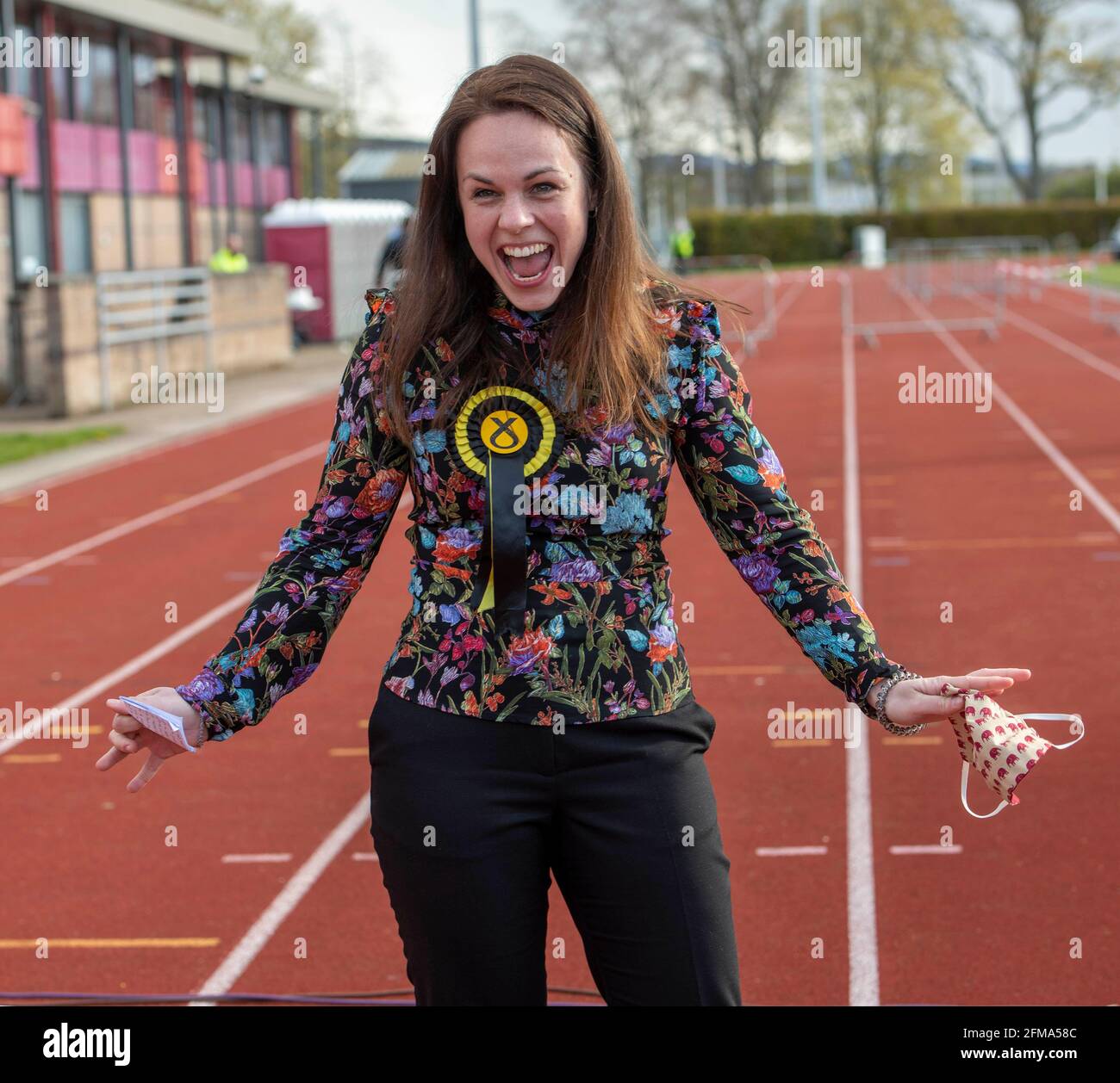 SNP's Kate Forbes shows her delight as she retains her seat of Skye ...