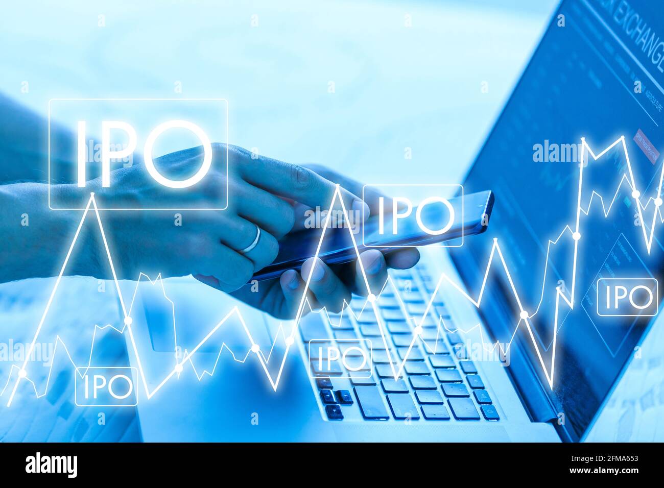 Businessman hand touching IPO or Initial Public Offering sign on ...