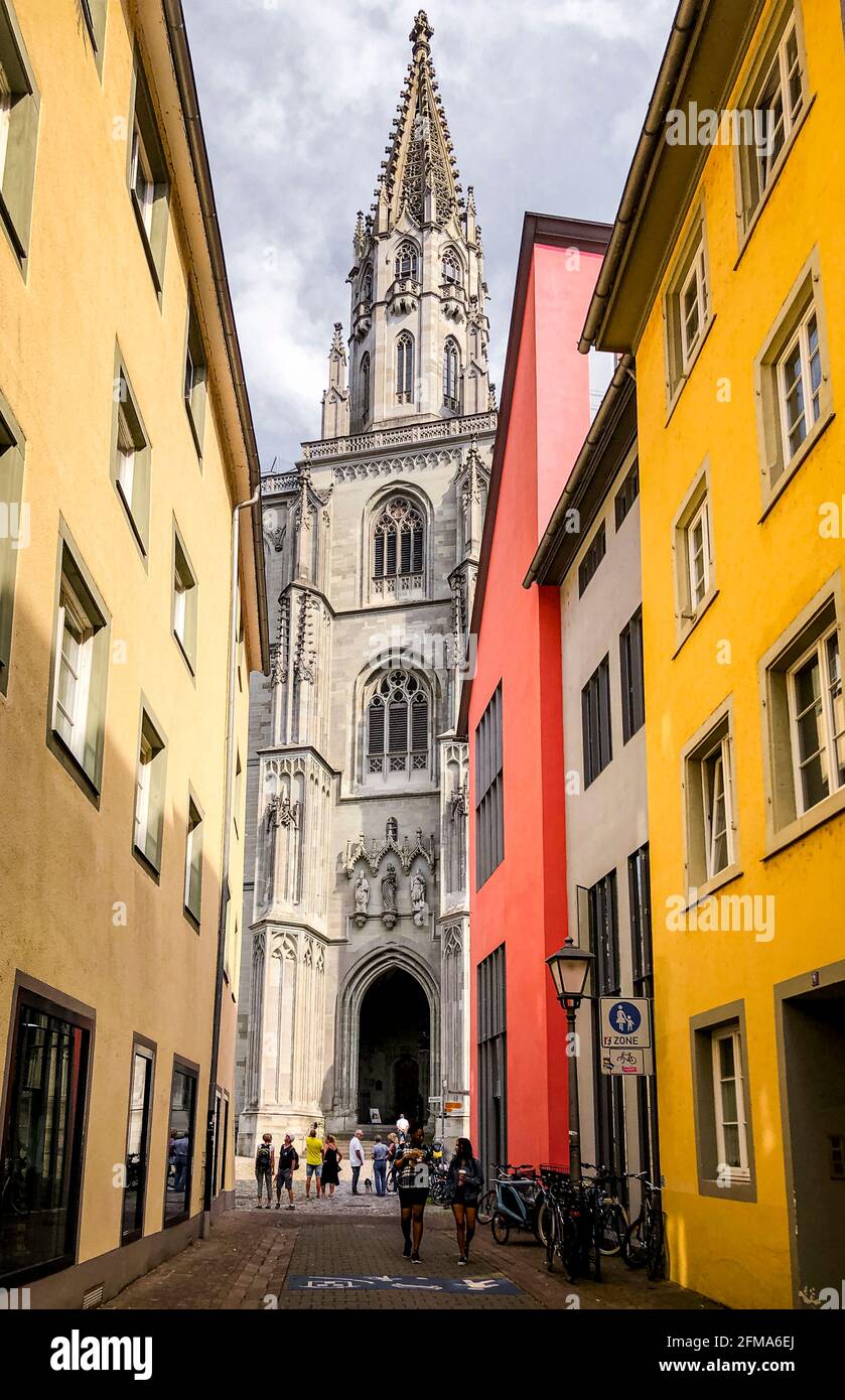 Lake Constance, city, tower, Konstanz Minster, Konstanz, Baden ...
