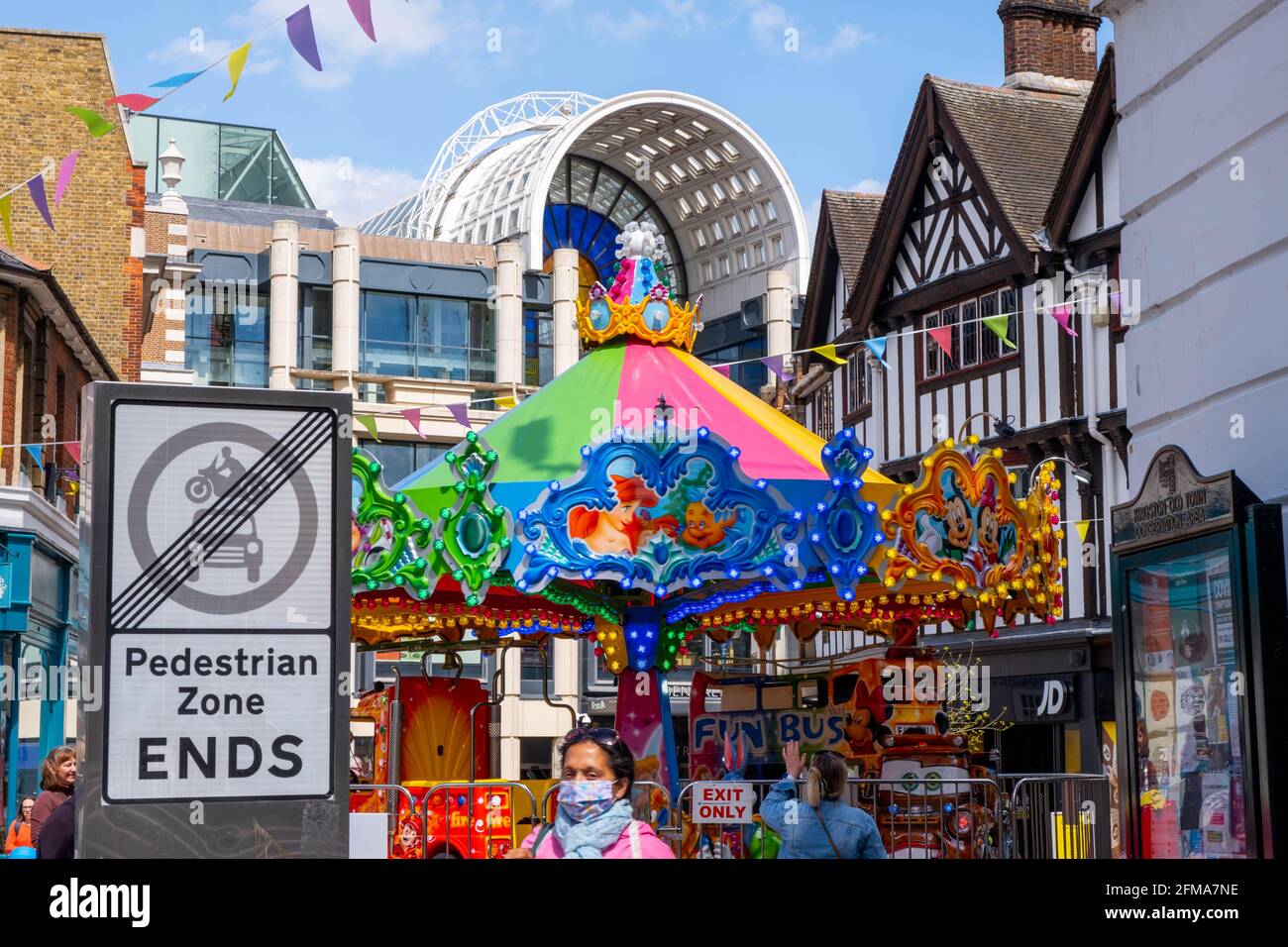 Kingston Upon Thames London UK, May 07 2021, Childrens Fairground Ride ...