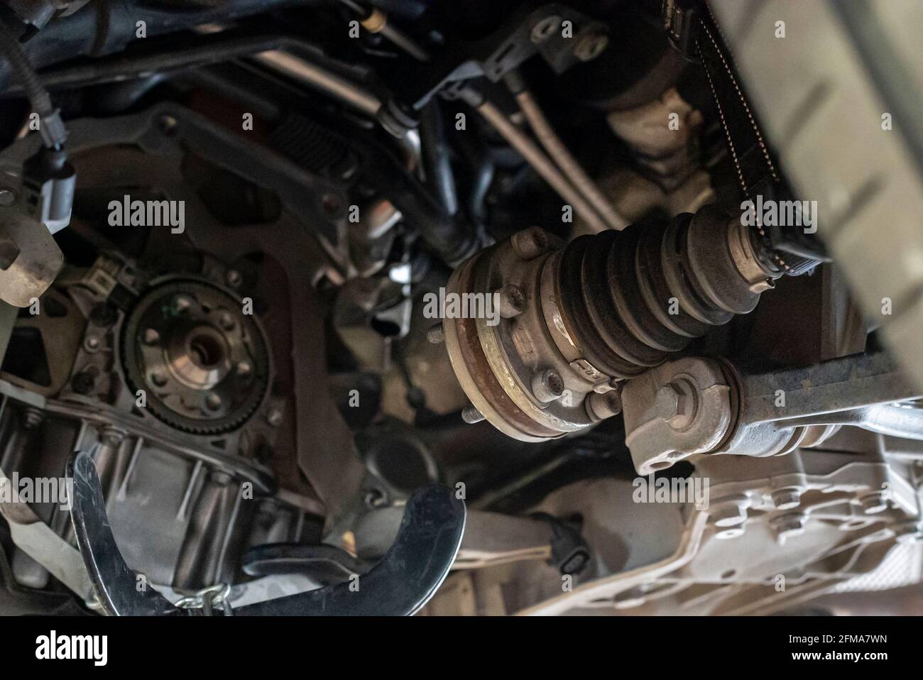 Disassembled car engine in the mechanical workshop for repair Stock ...