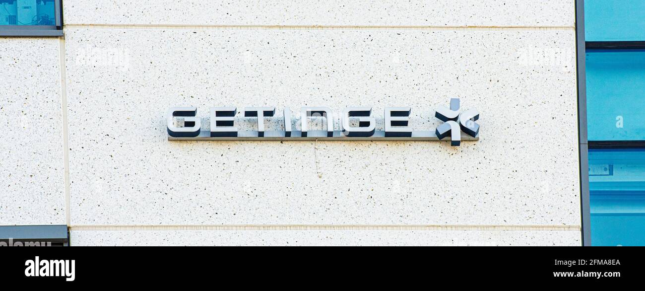 Gothenburg, Sweden - June 2019: Company logo of Getinge on a building ...