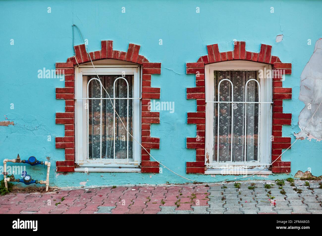 Windows of an old house. Architecture in Turkey Stock Photo - Alamy