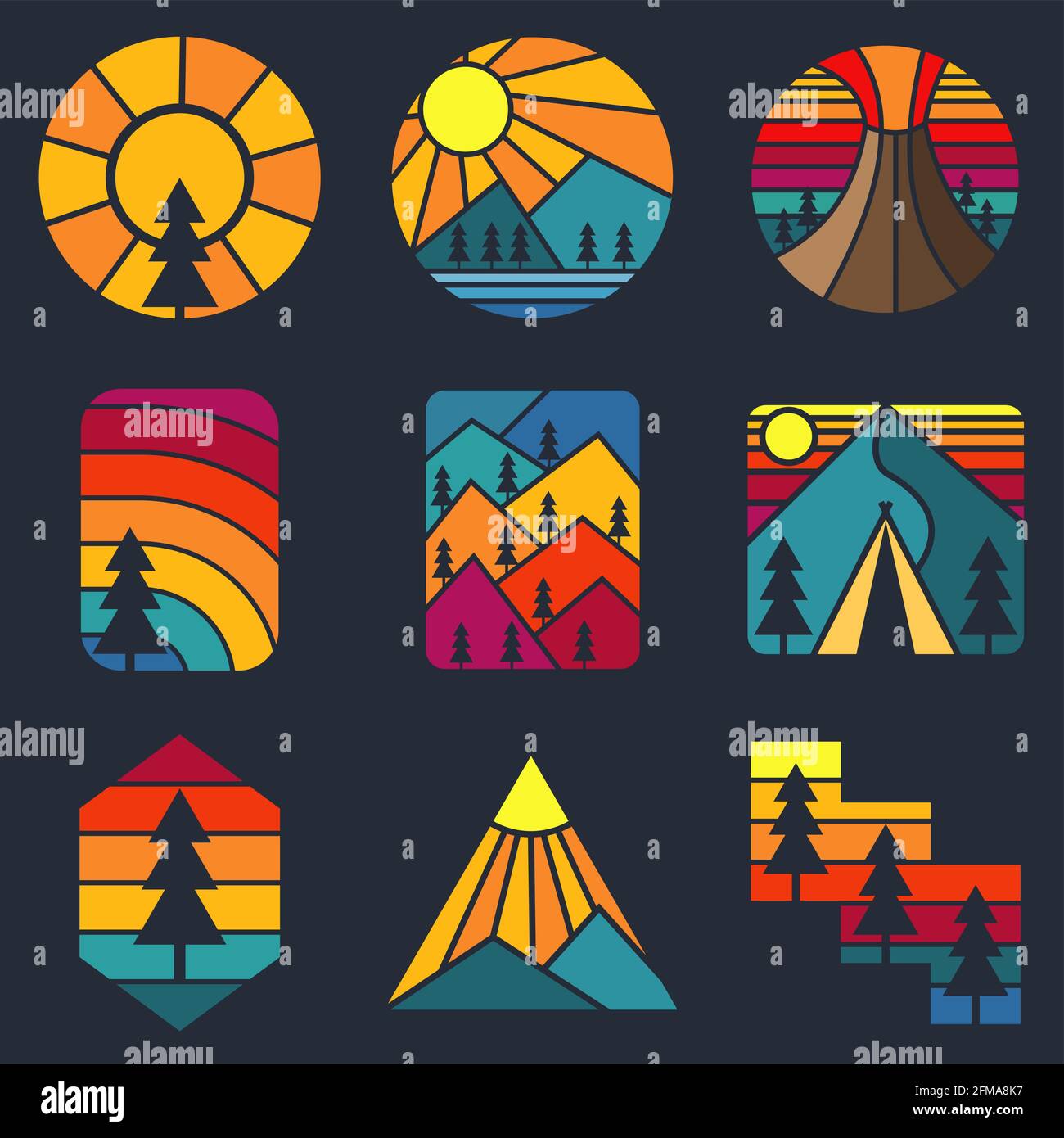Mountain retro vector illustration Stock Vector Image & Art - Alamy
