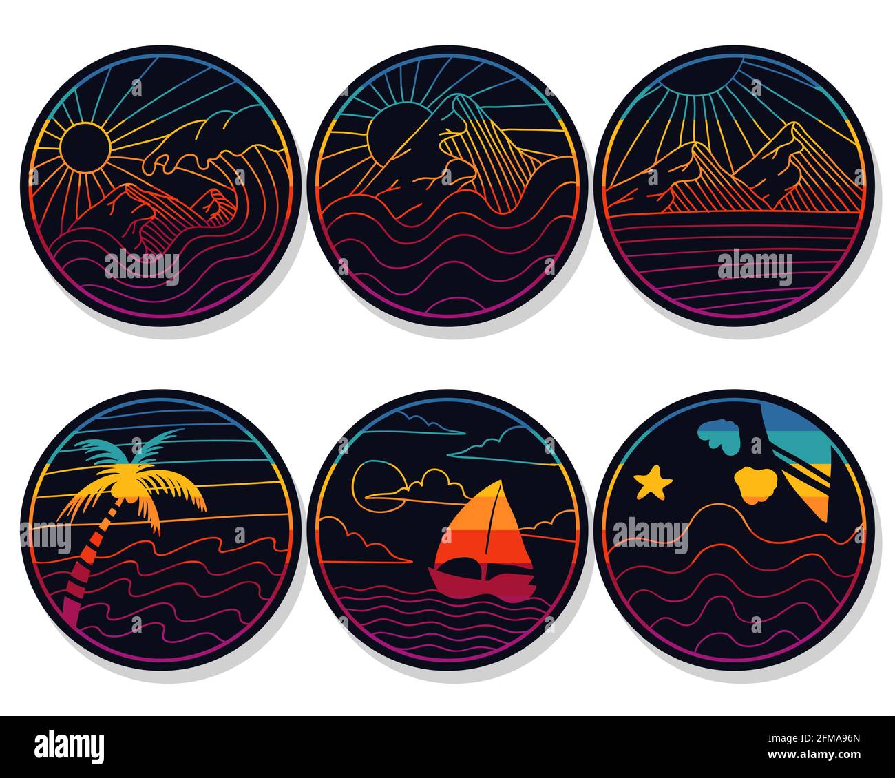 Nature retro Stickers vector illustration Stock Vector Image & Art - Alamy