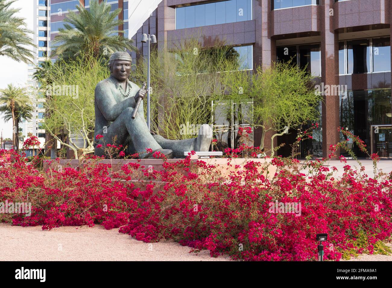 Phoenix, AZ - March 23, 2021: Large Native American Indian statue in ...