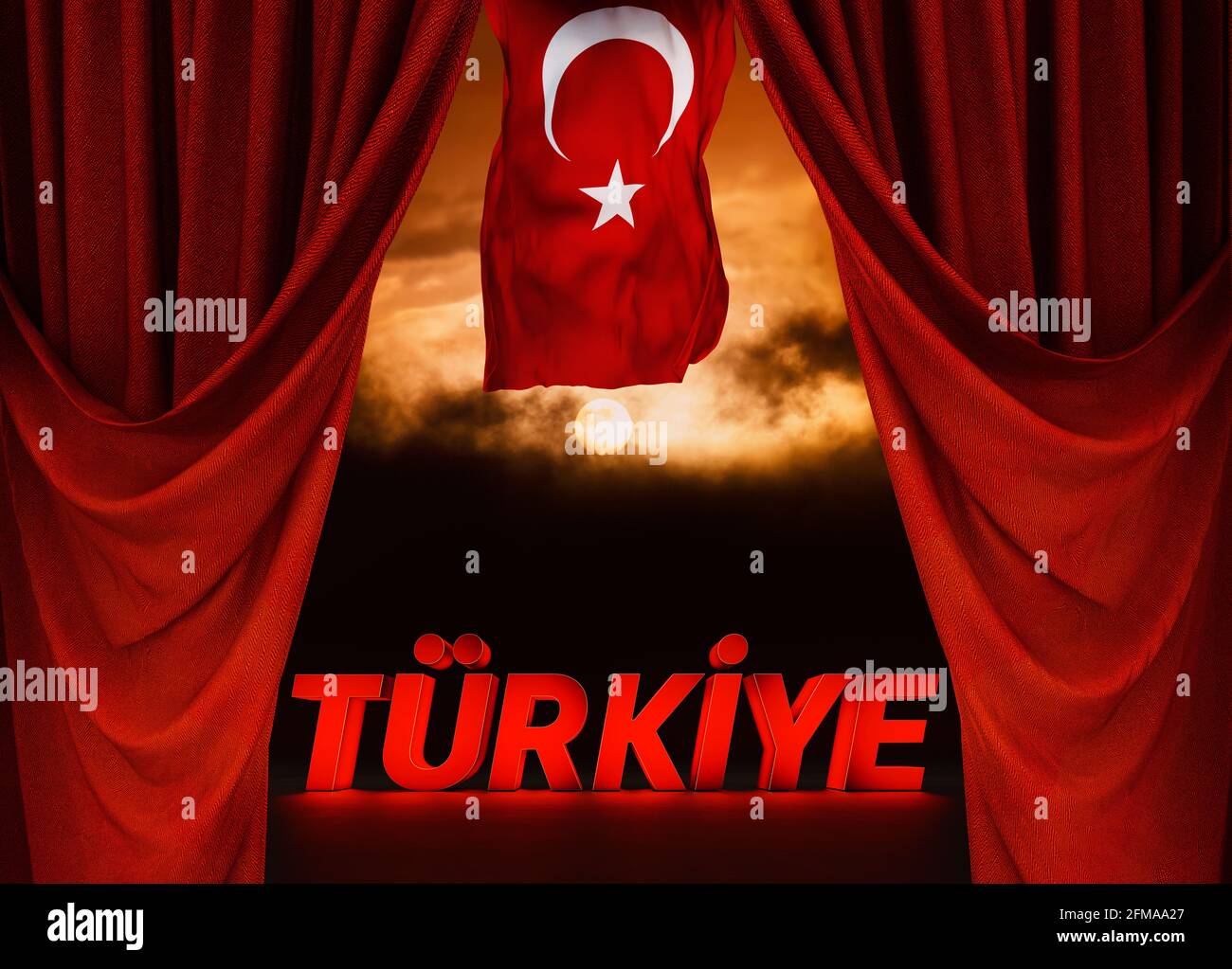 Turkish Flag, Flag design and presentation study - Turkey : 3D ...