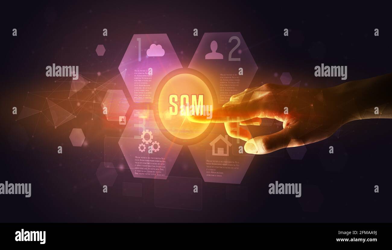 Hand touching digital button concept Stock Photo - Alamy