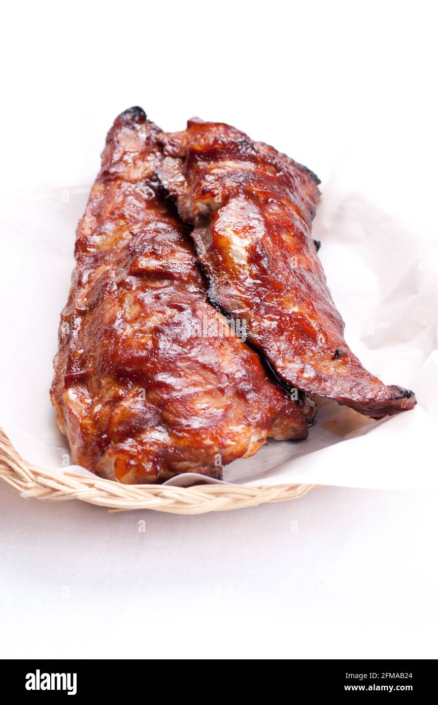 pork side ribs barbequed Stock Photo - Alamy