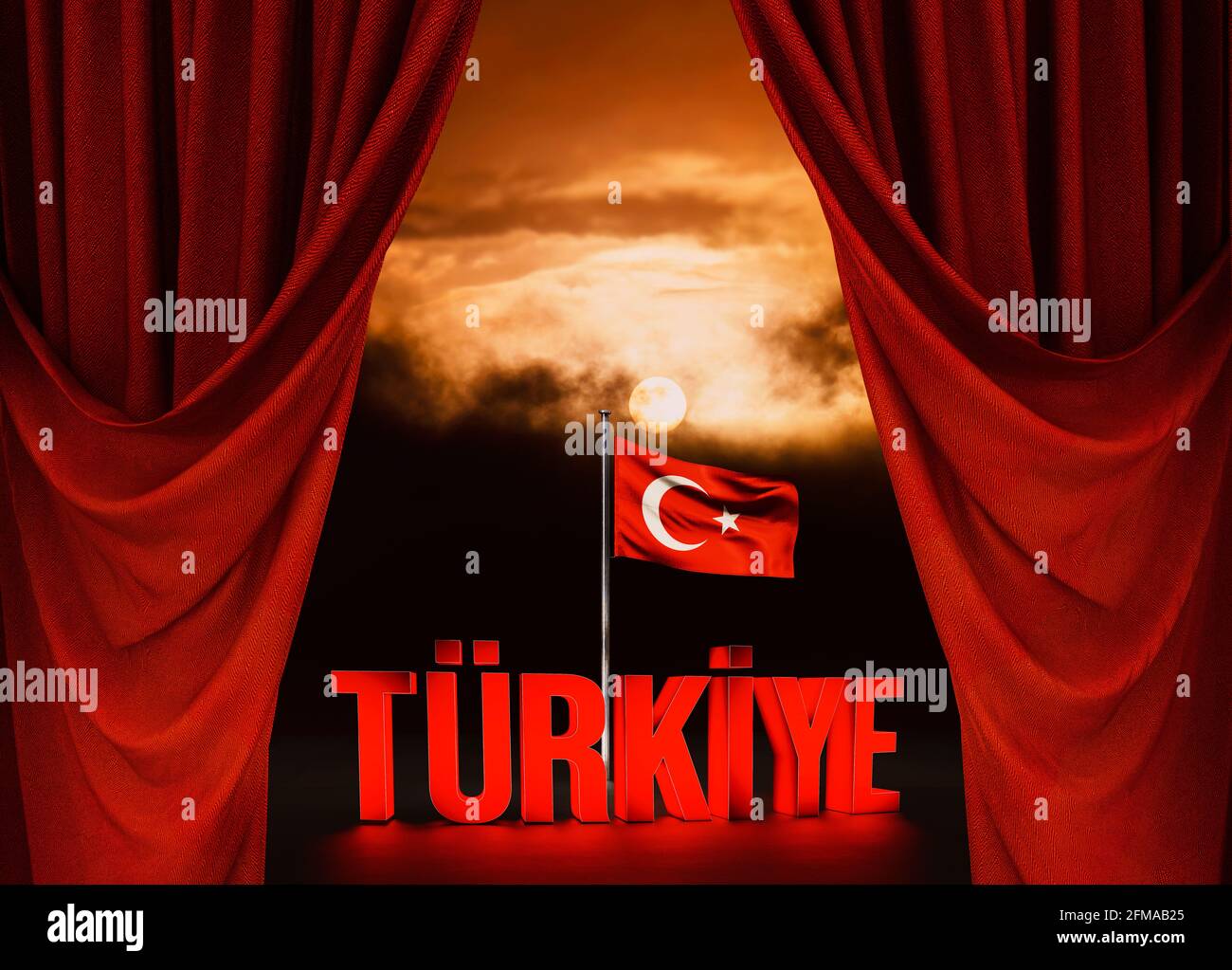 Turkish Flag, Flag design and presentation study - Turkey : 3D ...