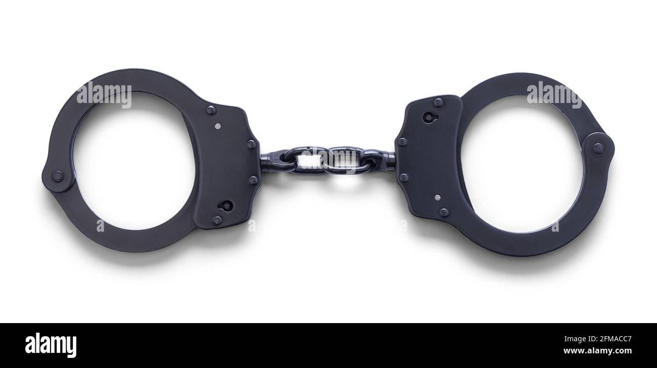 Pair of Balck Metal Handcuffs Cut Out Stock Photo - Alamy